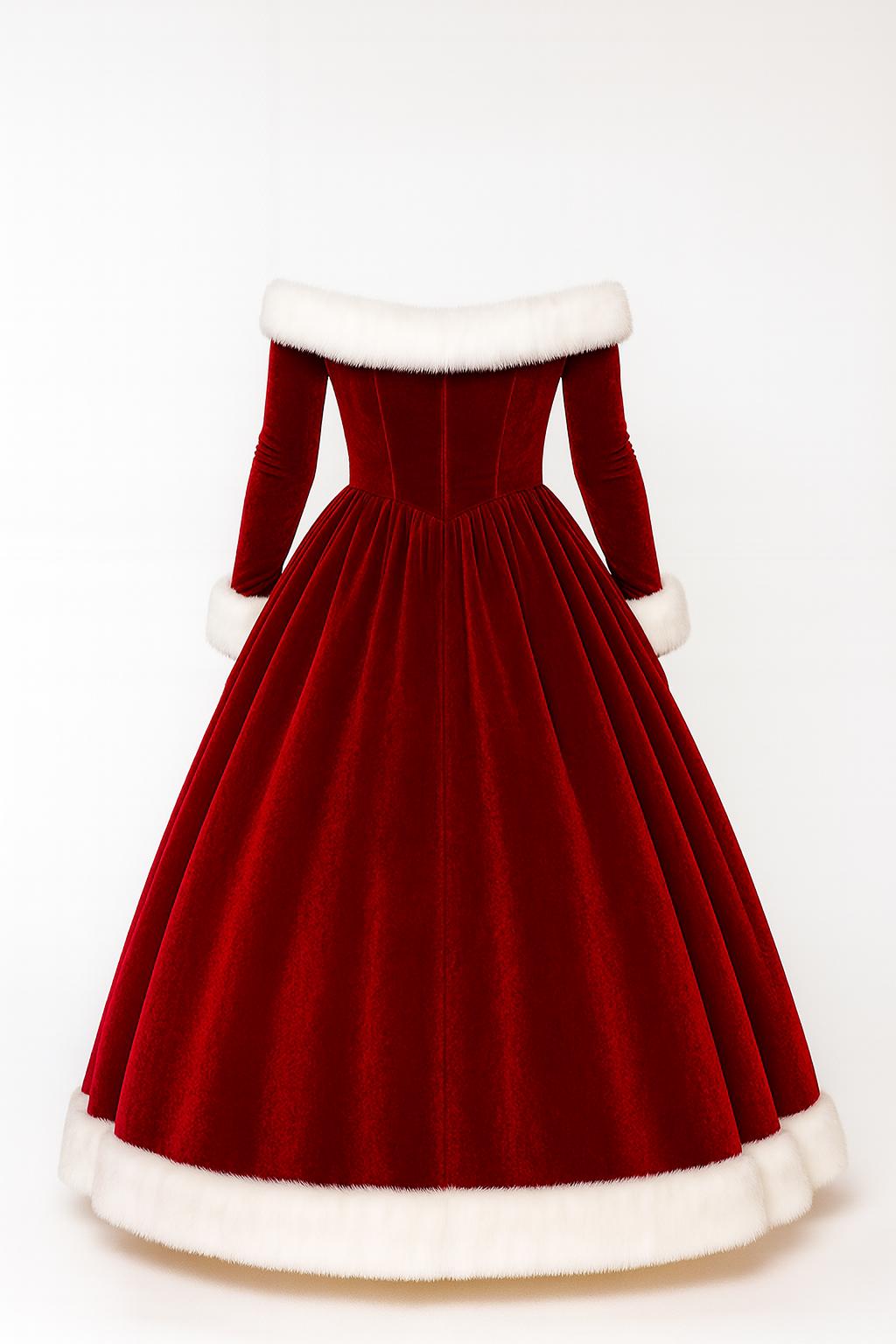 Red Velvet Santa Christmas Dress for Women With Faux Fur Trim | off ...