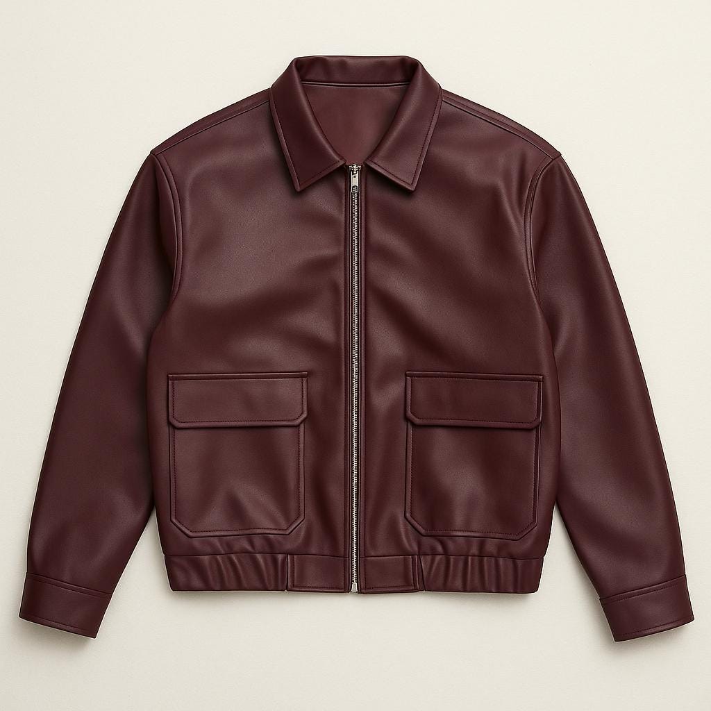 Burgundy Leather Bomber Jacket by Wovex | Custom Name Initials - Etsy