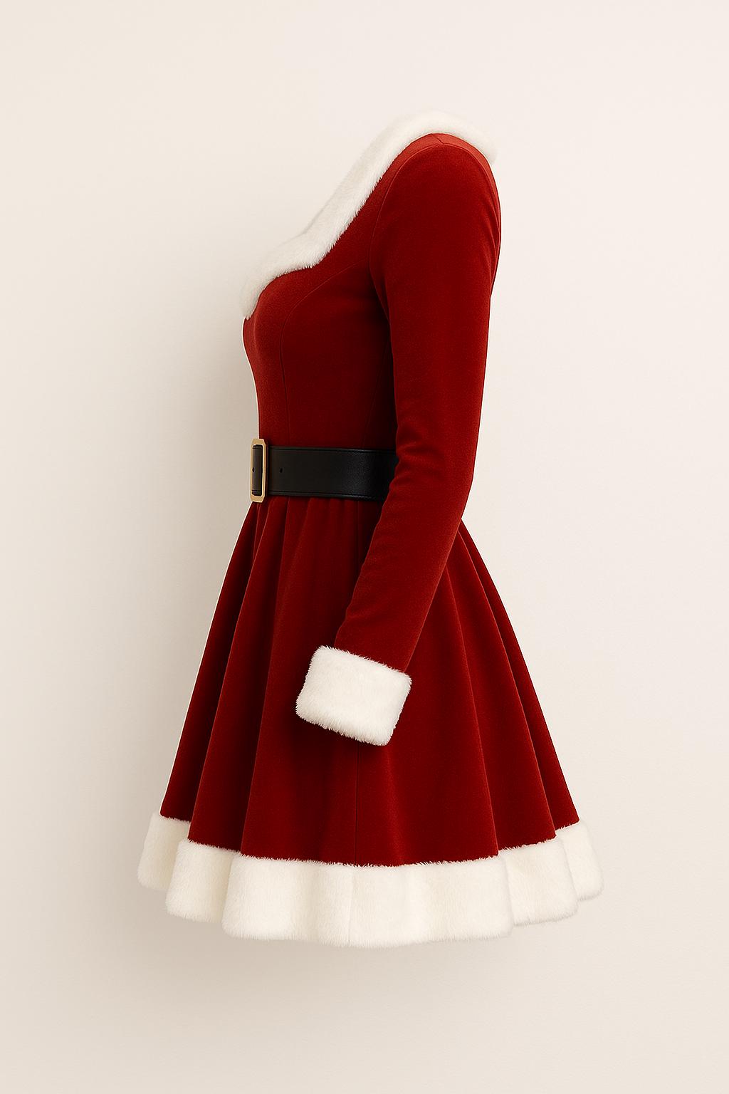 Deluxe Velvet Santa Costume Dress for Women | Mrs. Claus Long Sleeve ...