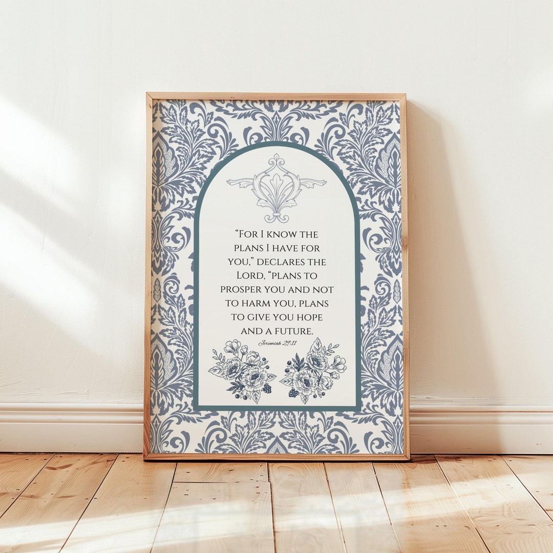 Christian Wall Art Minimalist Vintage Floral Bible Verse Floral Pattern ...