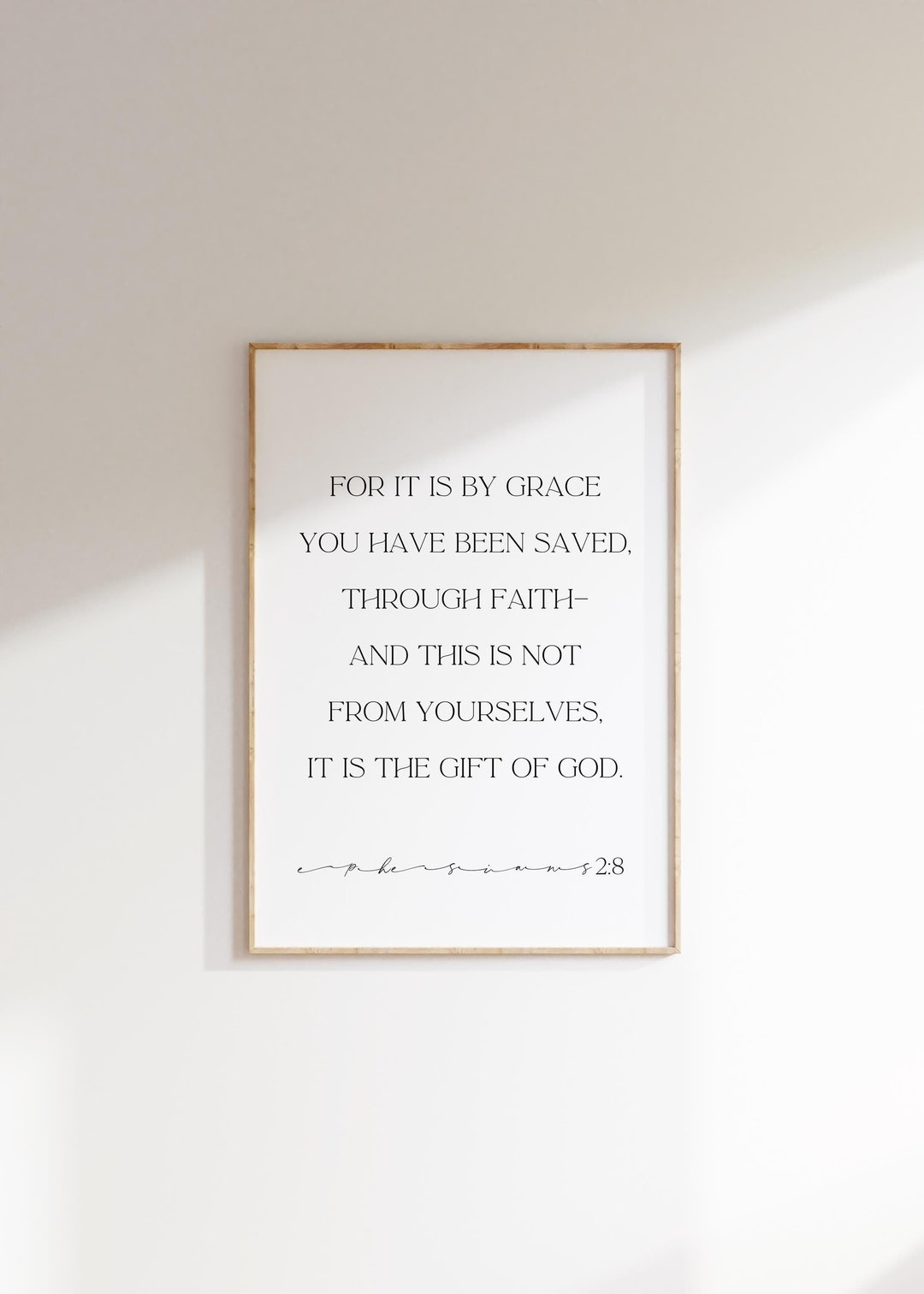 Minimalist Bible Verse Wall Art Print Ephesians 2:8 Inspirational ...