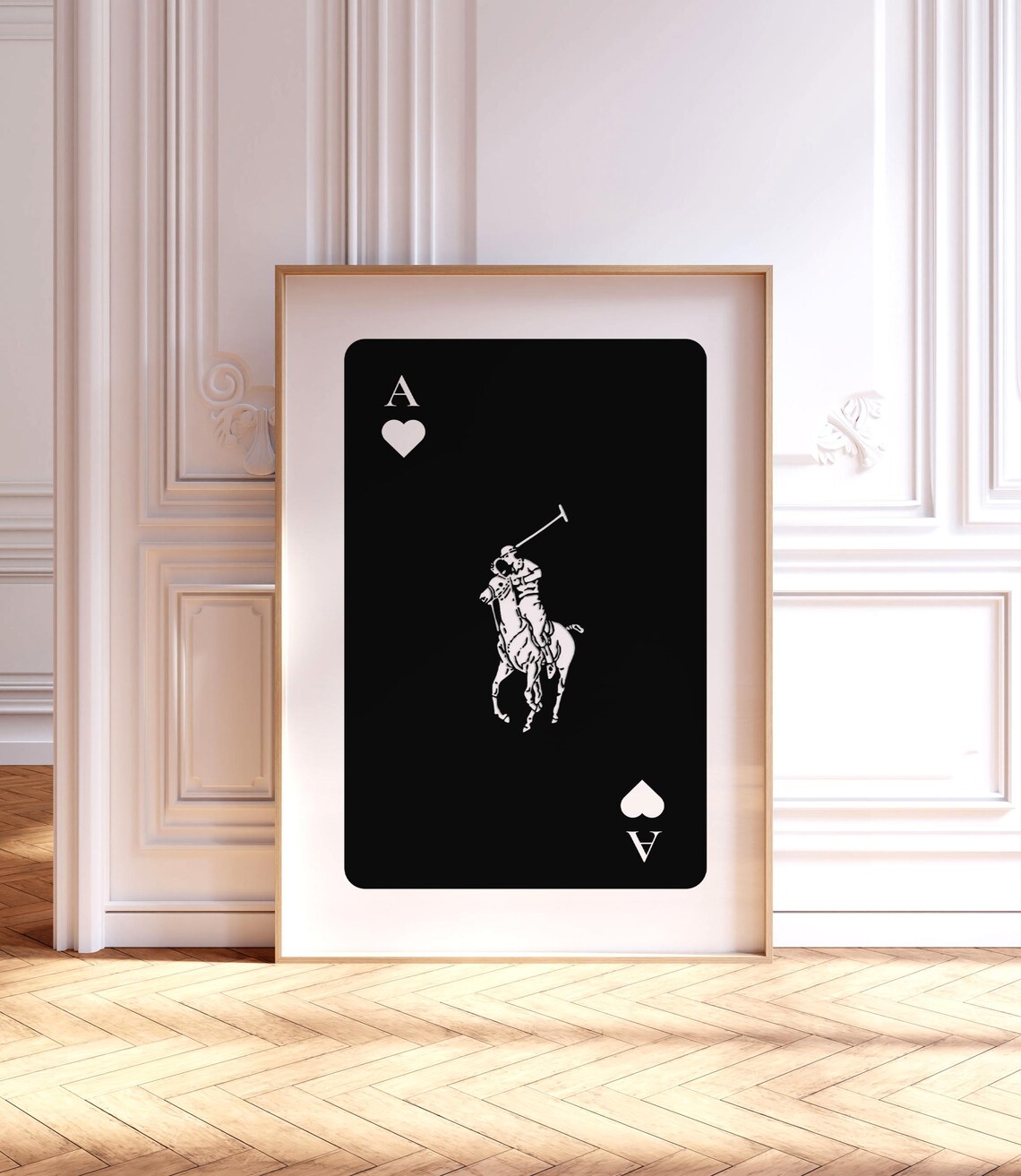 Black Luxury Polo Playing Card Old Money Wall Art Retro Yacht Club ...