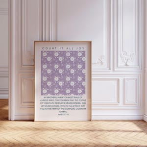 Count It All Joy Bible Verse James 1:2-4 Print Vintage Bible Art Floral ...