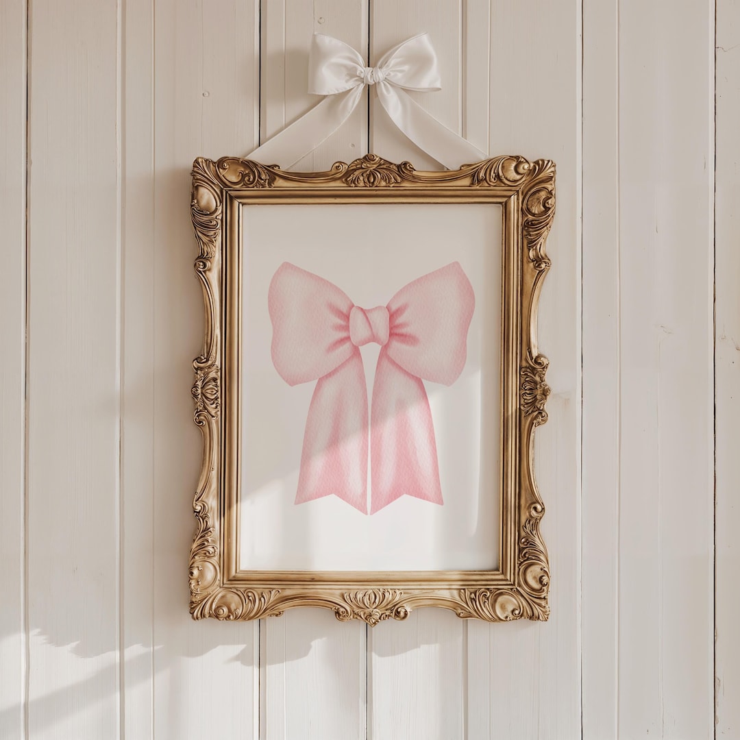 Pink Bow Wall Art, Nursery Room Decor Pink, Girls Room Wall Art, Girly ...