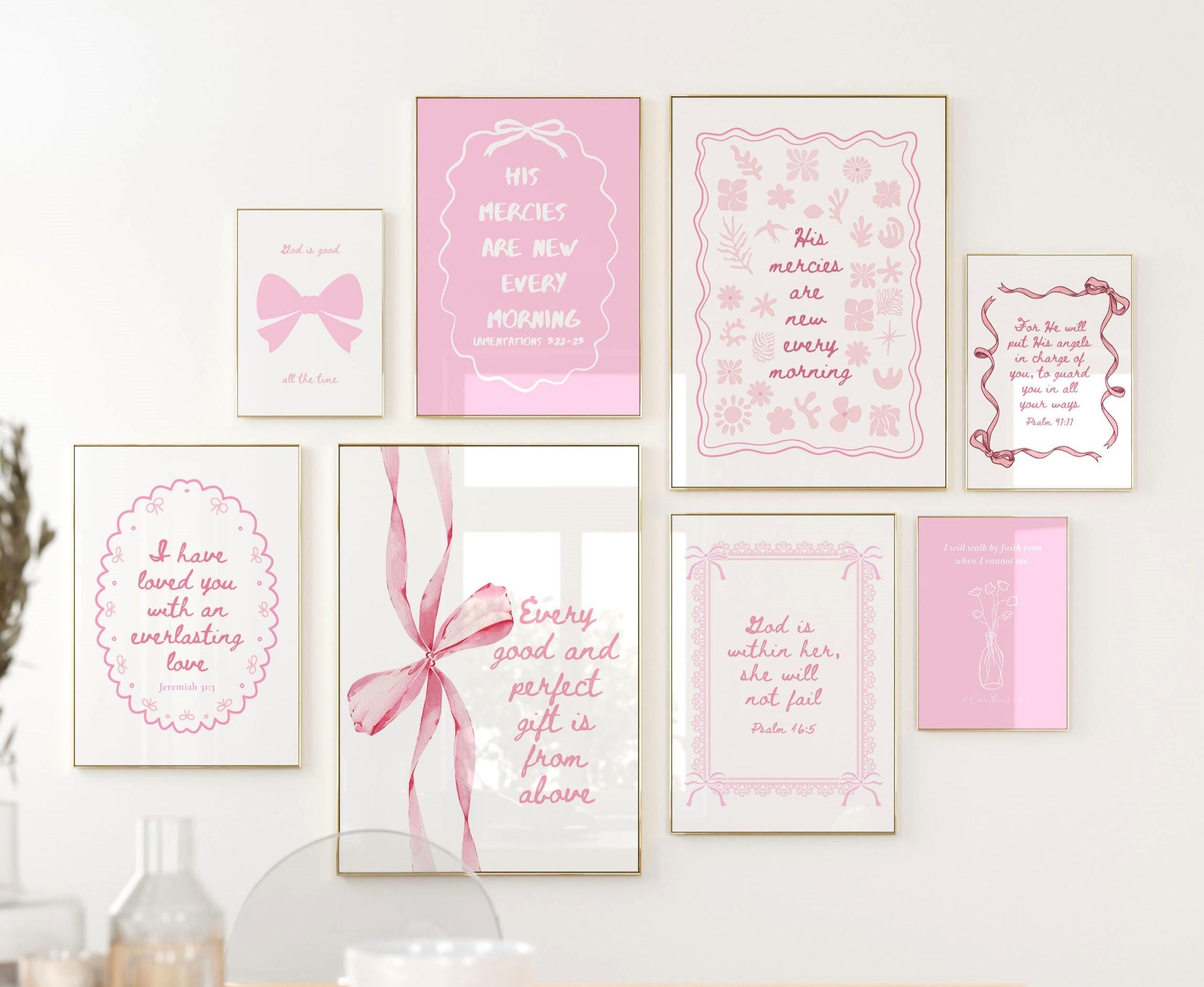 Christian Coquette Art Bundle in Pink Bible Verse Printable Posters ...