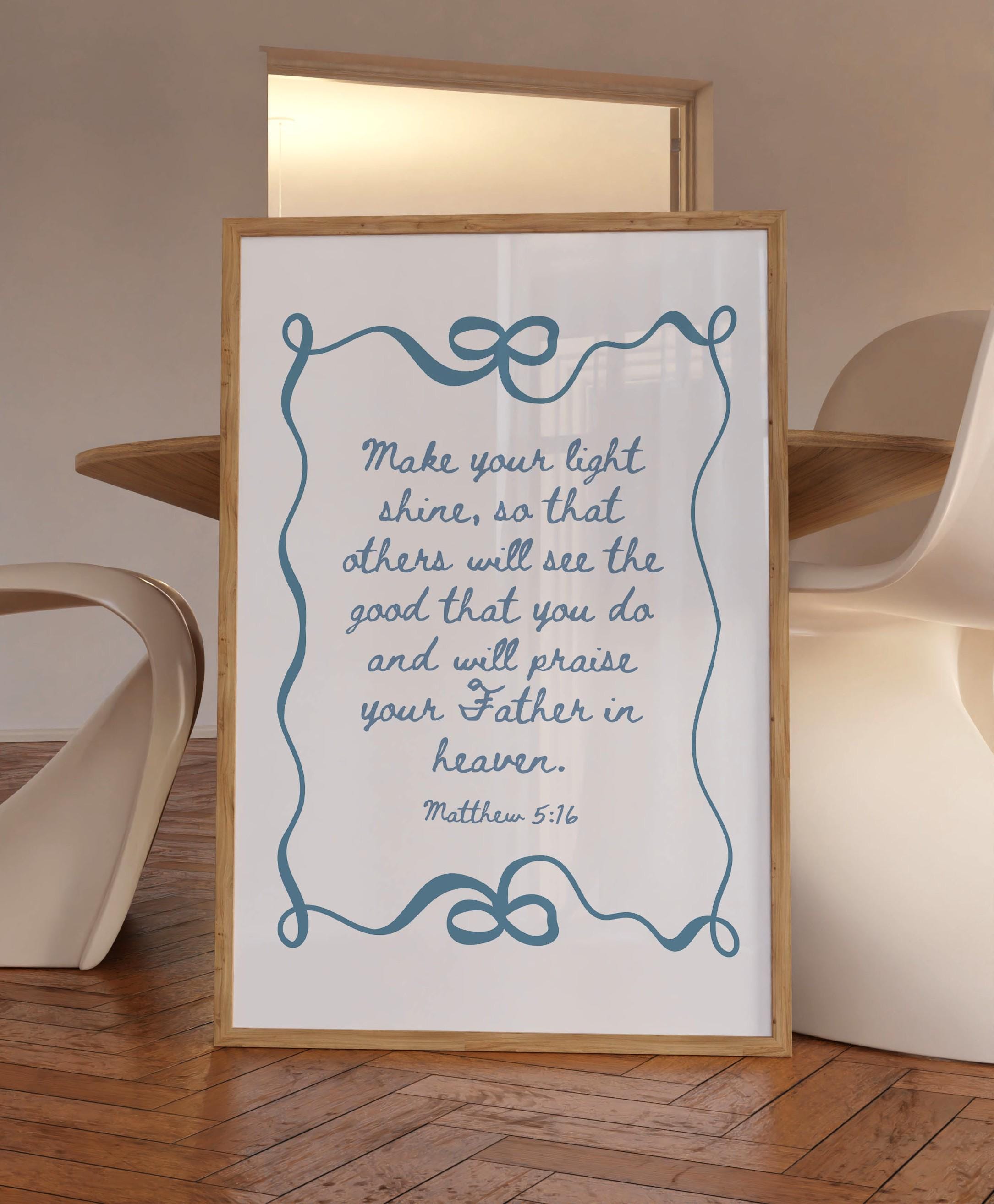 Blue Christian Wall Art Bible Verse Nursery Baby Room Decor Cute Bow ...