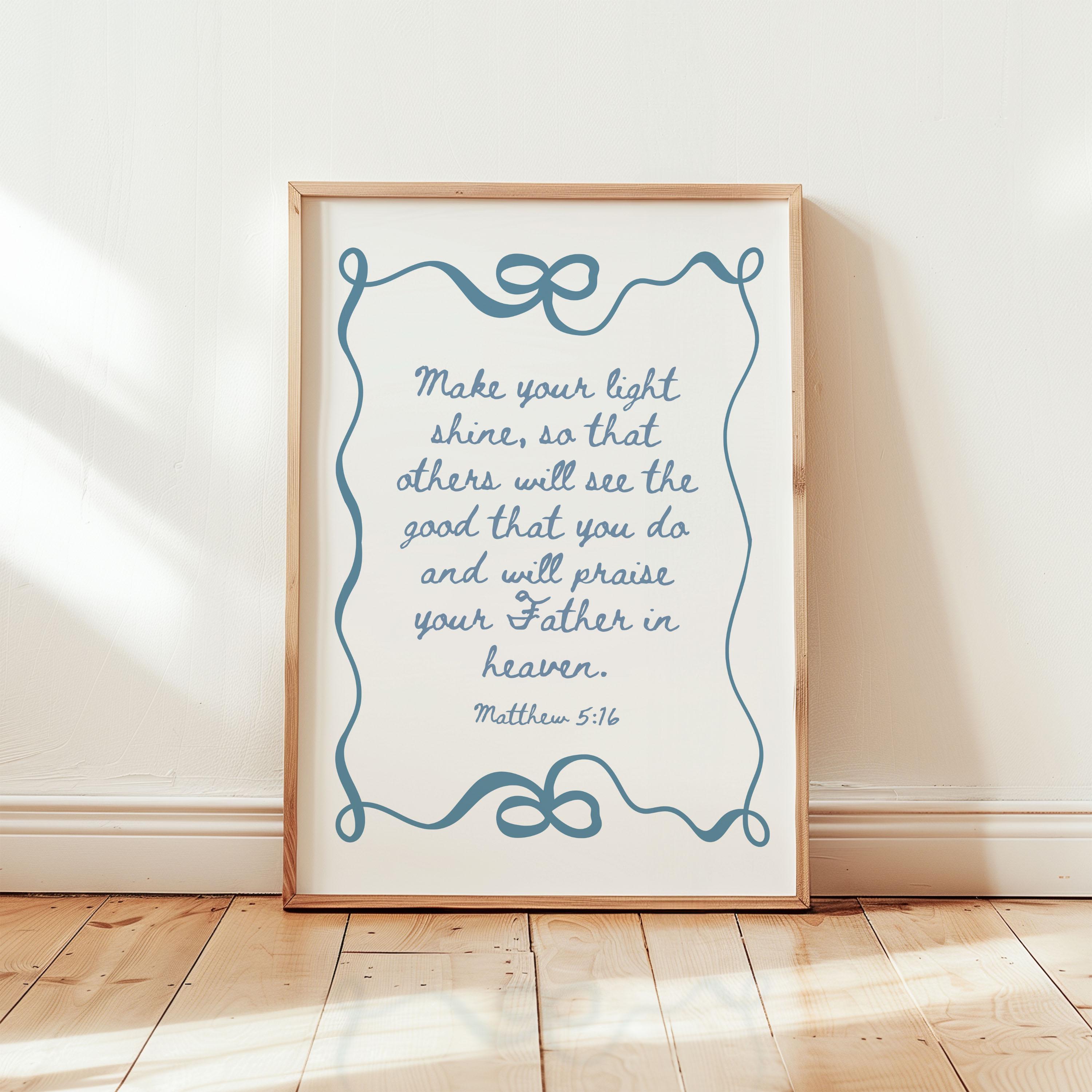 Blue Christian Wall Art Bible Verse Nursery Baby Room Decor Cute Bow ...