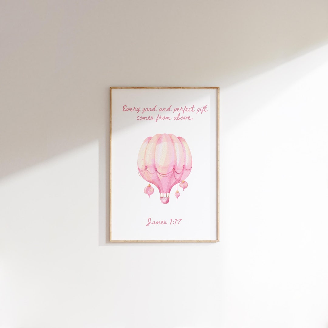 James 1:17 Printable, Hot Air Balloon Bible Verse Art, Christian ...