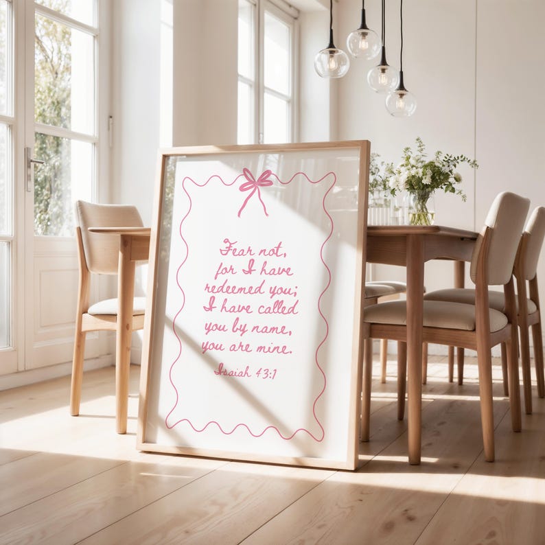 Pink Christian Wall Art Bible Verse Nursery Baby Room Decor Cute Bow ...