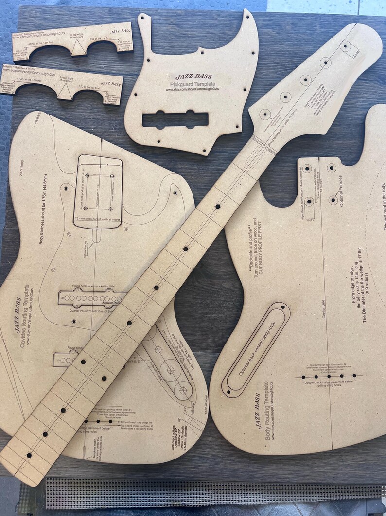 Jazz V Bass Style Complete Router Template Kit: DIY Electric Bass ...