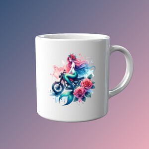 Floral Mermaid Motobike Clipart Bundle Set, Cute Mermaid PNG Design ...