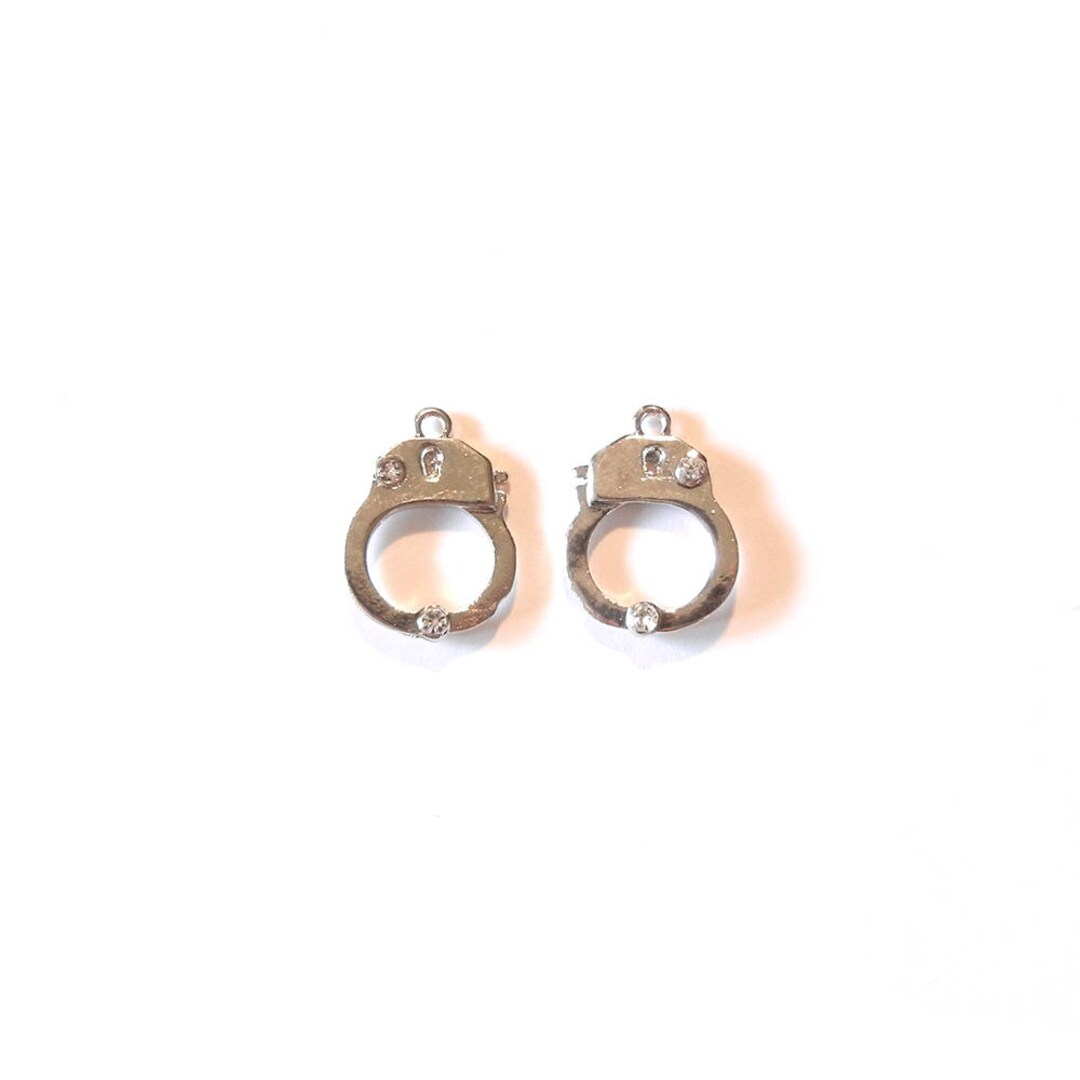 Pair of Silver-tone Handcuff Charms Rhinestone Accents - Etsy