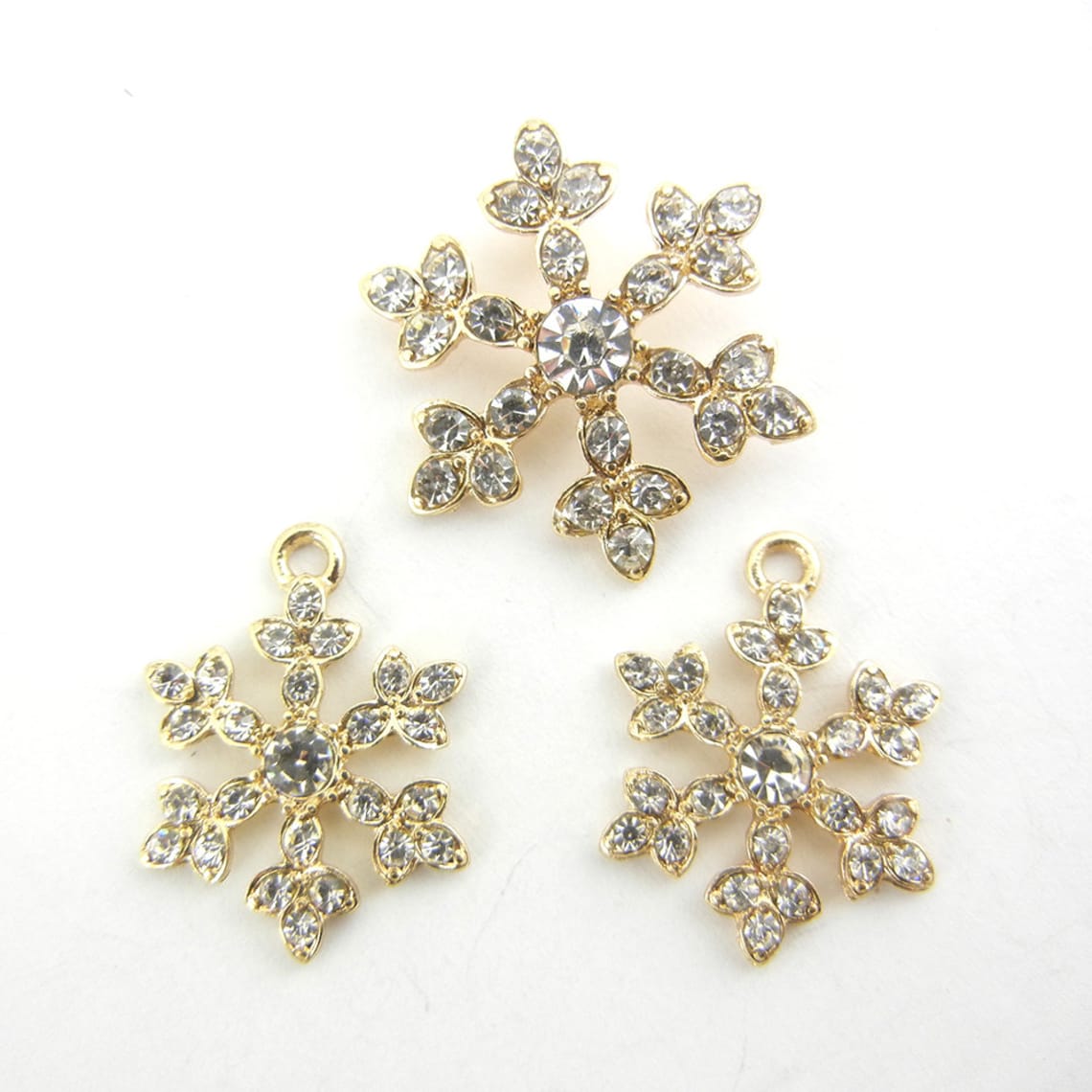 Set of Gold-tone Snowflake Charms and Small Pendant - Etsy