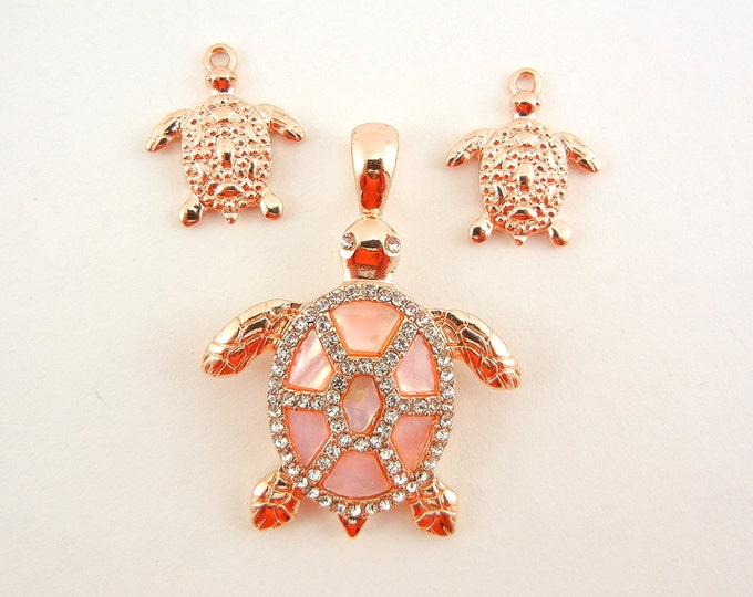 Set of Snapper Turtle Pendant and Charms Copper-tone Abalone - Etsy