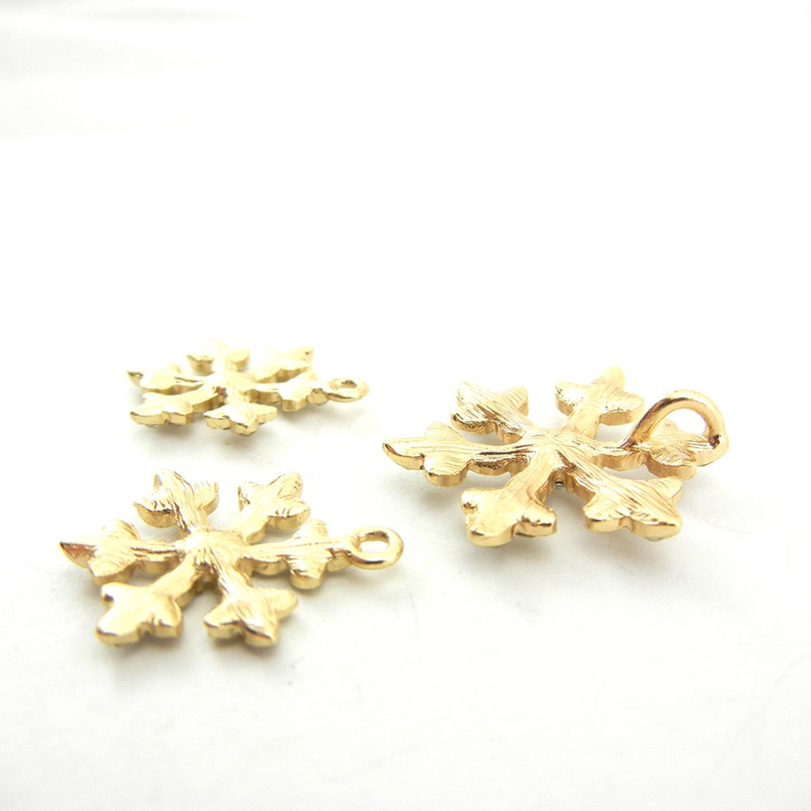 Set of Gold-tone Snowflake Charms and Small Pendant - Etsy