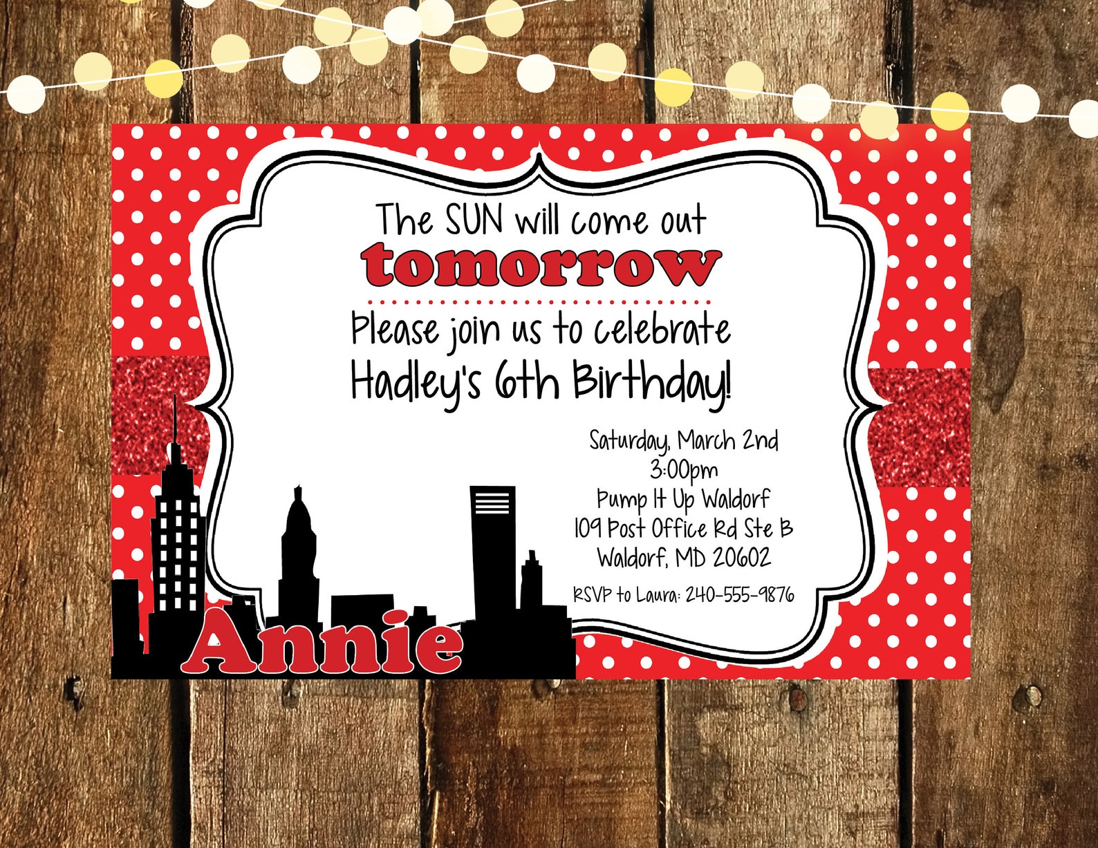 Annie Invite Plus a FREEBIE Just for Fun Annie Invitations - Etsy