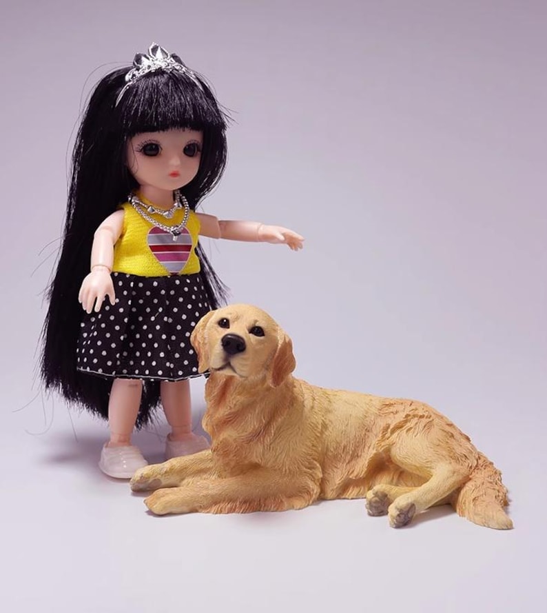 Hand-crafted Resin Golden Retriever Action Figure Imitation Puppy Dog ...