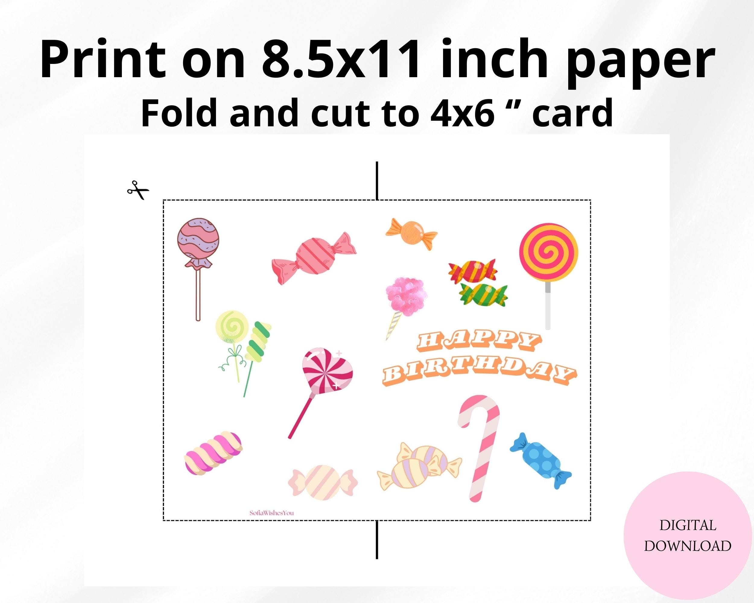 Digital Birthday Cards, Printable Download, Candy, Candies, Colorful ...