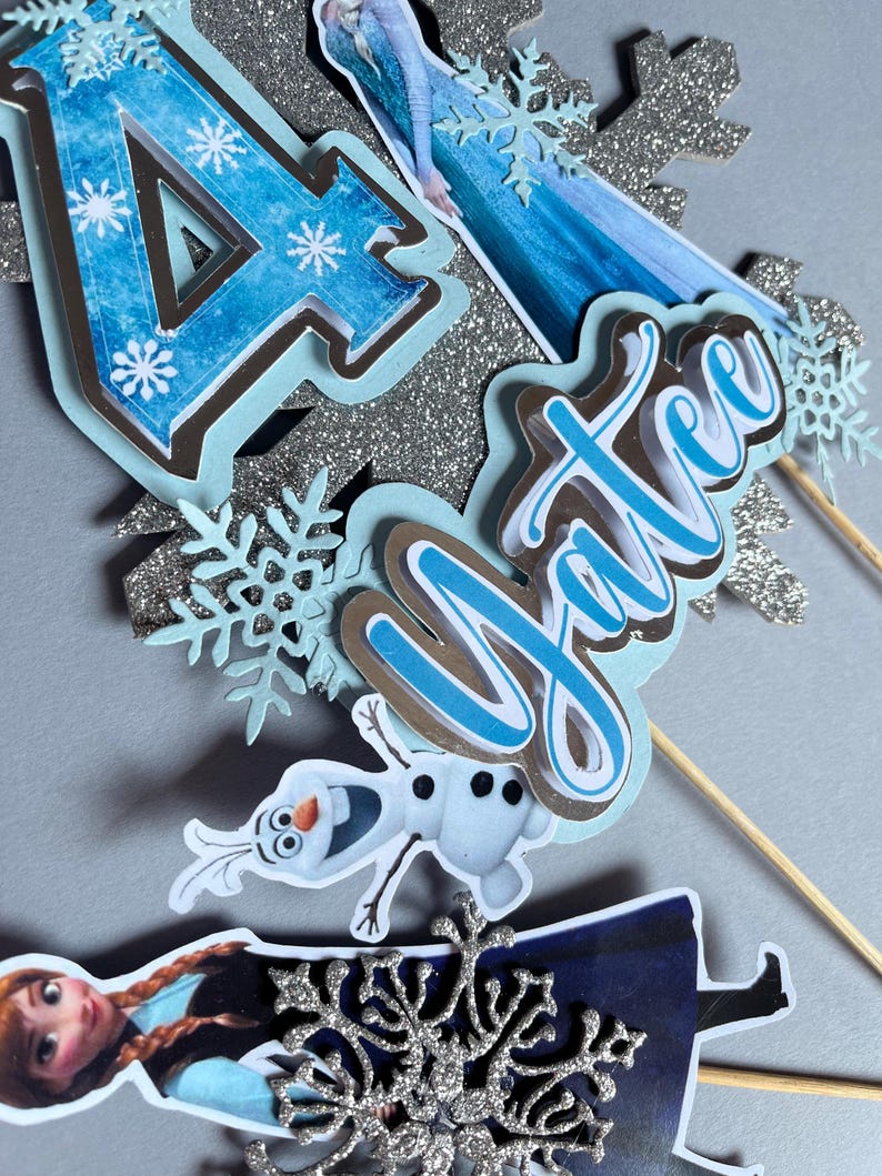 Frozen Theme Cake Toppers, Theme, Birthday Toppers, Paper Cake Toppers ...