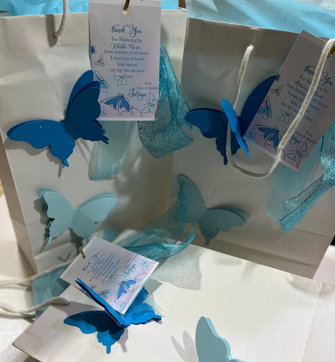 Butterfly Printable or Printed Gift Tags Birthday Return Favours Tags ...