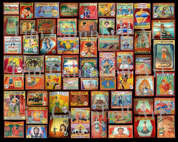 ALIVE Vintage Sideshow Banners Giclee Print & Jigsaw Puzzle | Etsy
