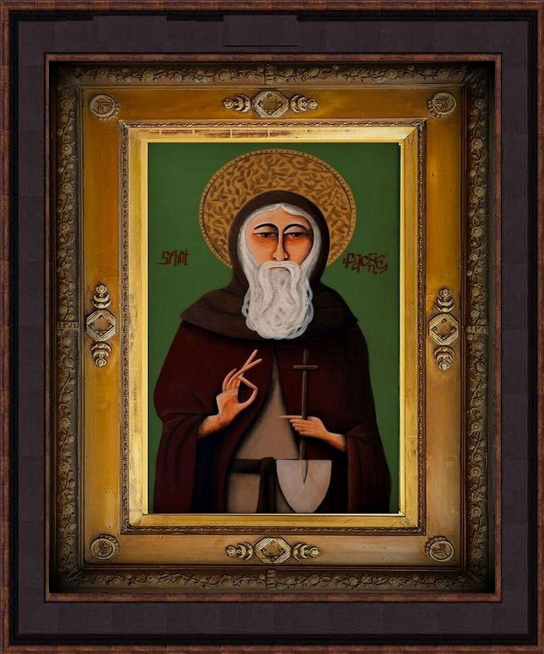 Saint Fiacre. Patron Saint of Gardeners Icon Giclee Print par Tim ...