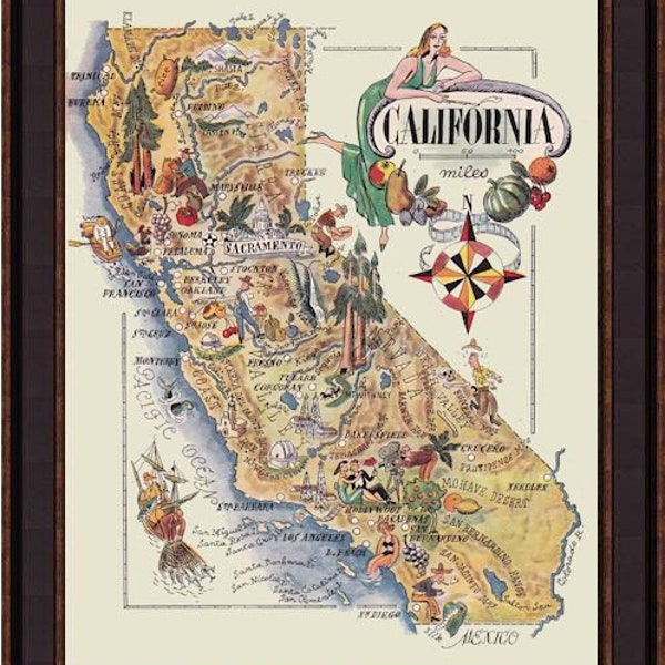 Framed California Map - Etsy