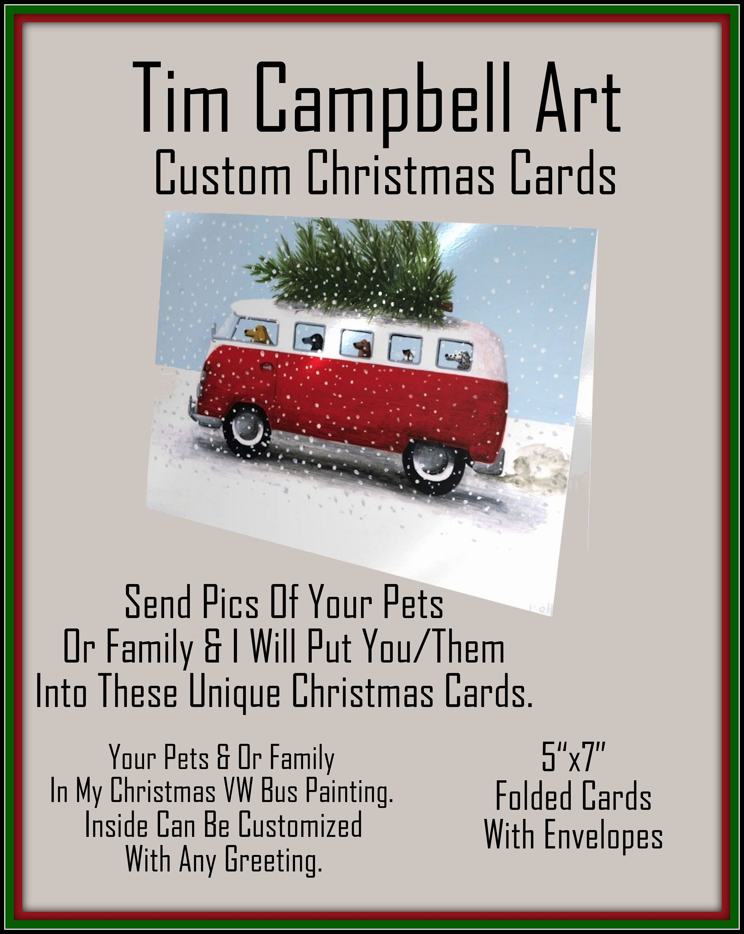 Custom Christmas Cards of VW Bus by Tim Campbell | Etsy