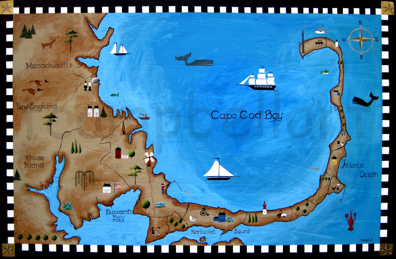 Cape Cod Map Giclee Print by Tim Campbell | Etsy