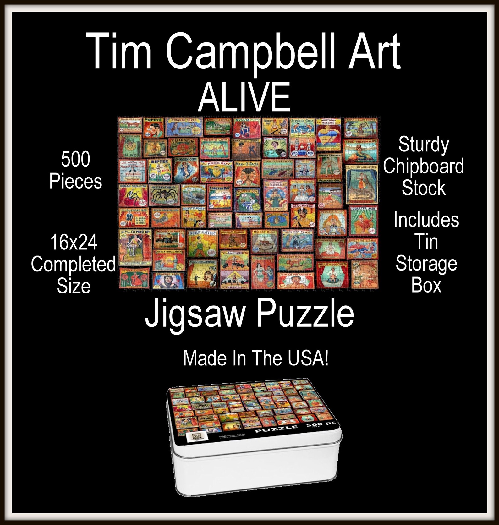ALIVE Vintage Sideshow Banners Giclee Print & Jigsaw Puzzle | Etsy