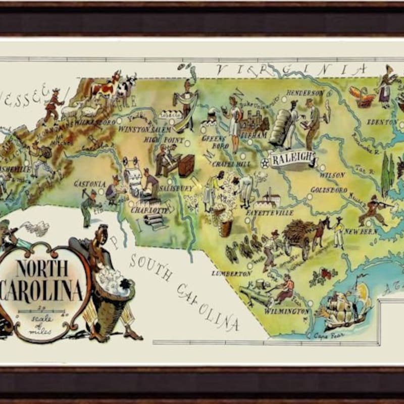 Map of North Carolina - Etsy