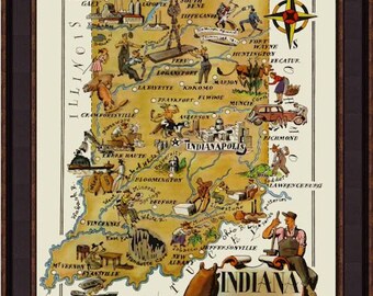 Vintage 1940's Map of California Giclee Print | Etsy