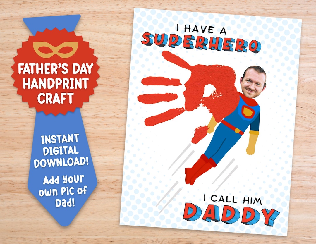 Father’s Day Handprint Art | Superhero Gift for Dad! | Printable Art ...