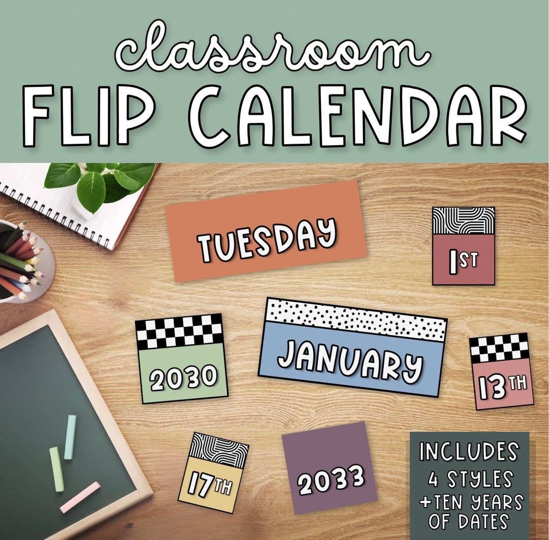 Modern Rainbow Flip Calendar | Instant Download | Classroom Decor - Etsy