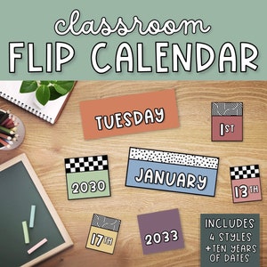 Modern Rainbow Flip Calendar | Instant Download | Classroom Decor - Etsy