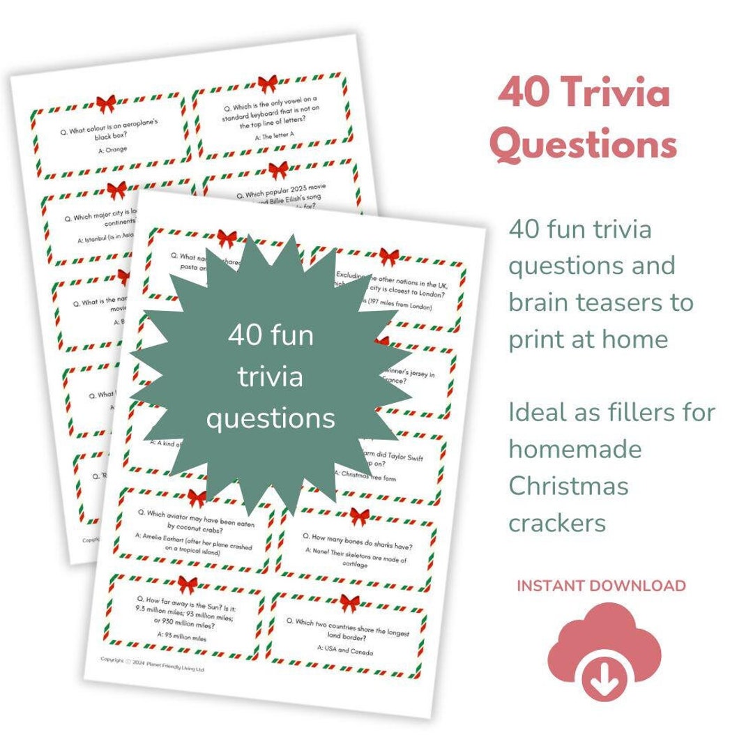Christmas Cracker Trivia: 40 Family-friendly Quiz Questions (PDF ...