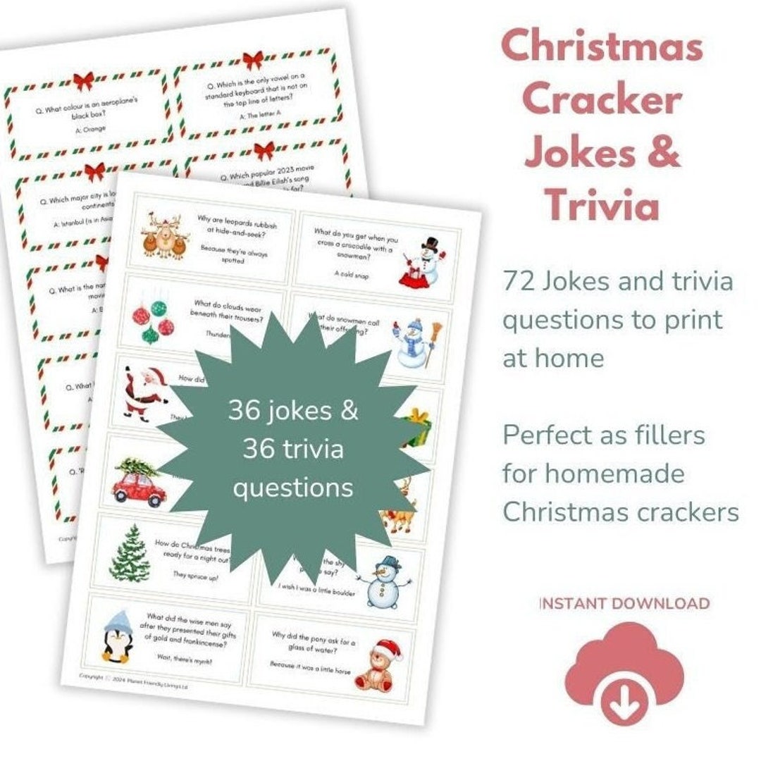 72 Cracker Fillers to Print at Home | 36 Christmas Cracker Jokes Plus ...