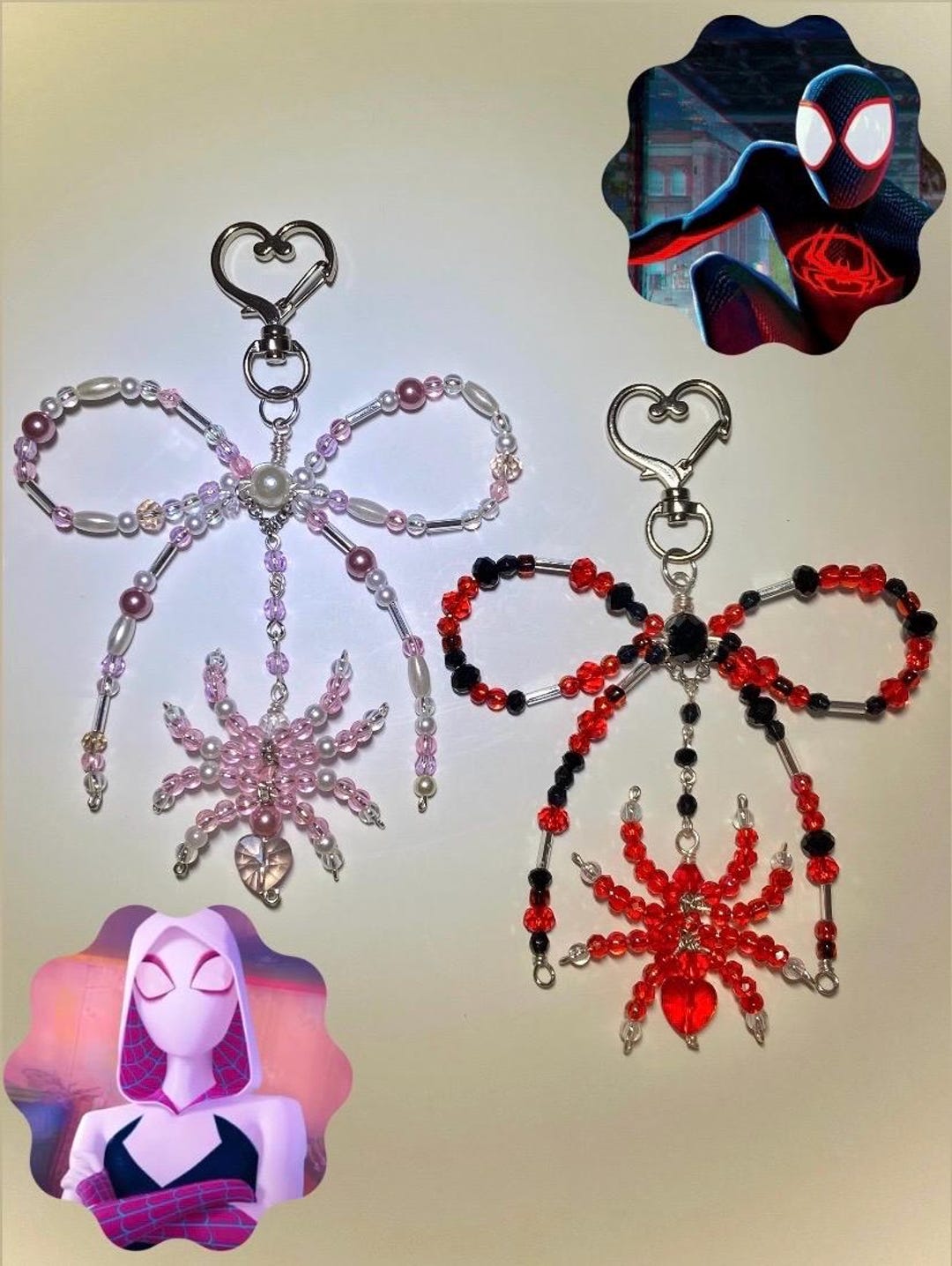 Spiderman Matching Beaded Bow Keychains - Etsy