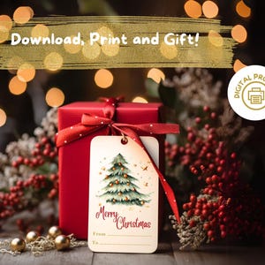 Merry Christmas Gift Tags Printable, Editable Christmas Favor Tags ...