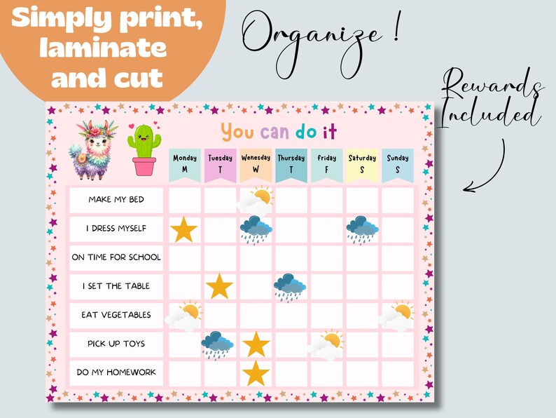 Printable Reward Chart for Kids - Editable Behavior Tracker in Canva ...