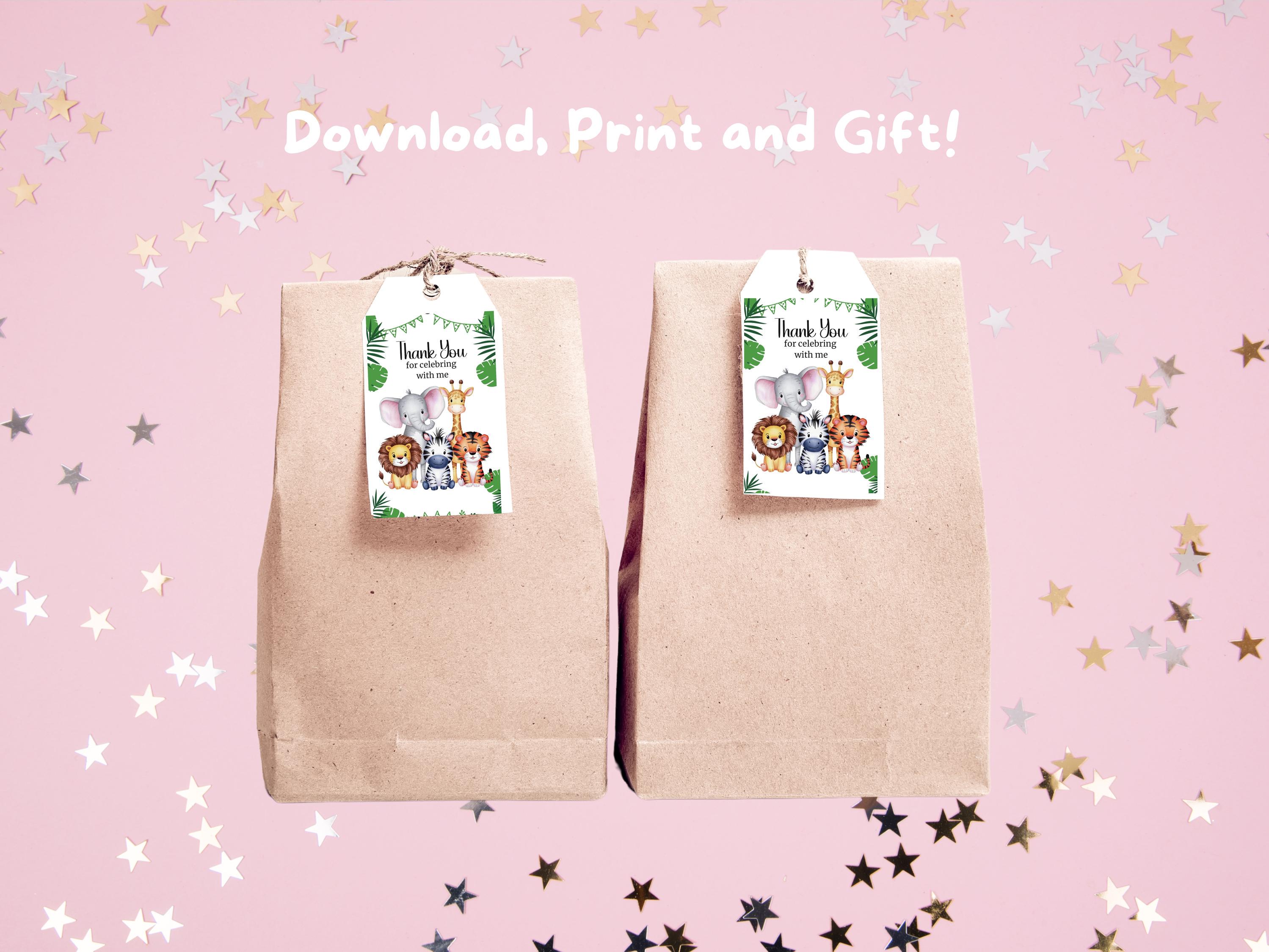 Editable Party Animals Favor Tags, Safari Zoo Animals Birthday Thank ...