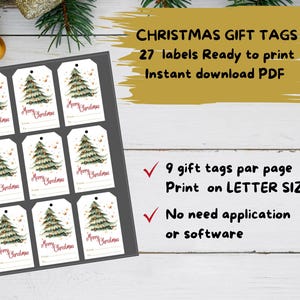 Merry Christmas Gift Tags Printable, Editable Christmas Favor Tags ...