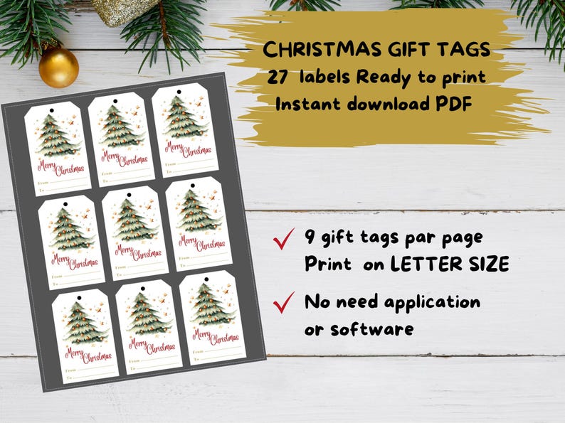 Merry Christmas Gift Tags Printable, Editable Christmas Favor Tags ...