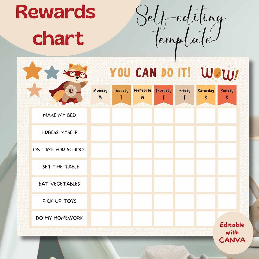 Reward Chart for Kids, Exciting Superhero Printable Chart for Toddler ...