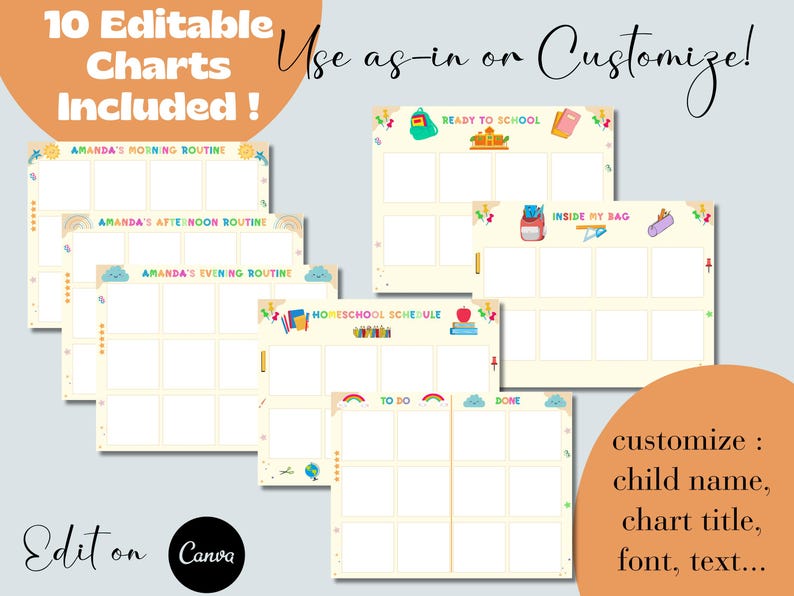 Kids Daily Routine Cards, Customizable Visual Schedule & Chore Chart ...