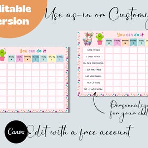Printable Reward Chart for Kids - Editable Behavior Tracker in Canva ...