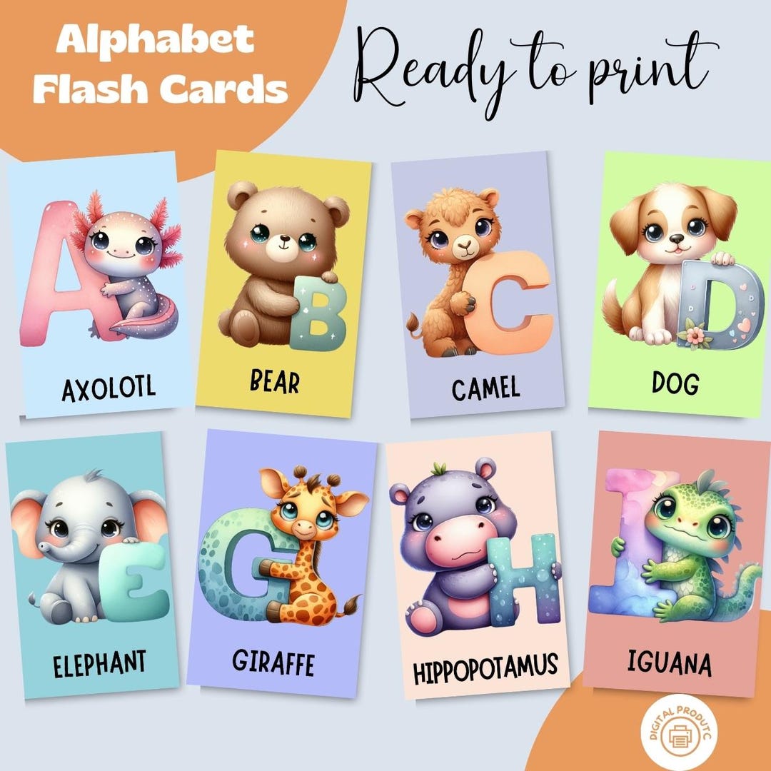 ABC Flash Cards Printable Educational A-Z Alphabet Cards for Kids Learn ...