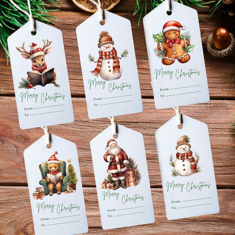 Merry Christmas Gift Tags Printable, Editable Christmas Favor Tags ...
