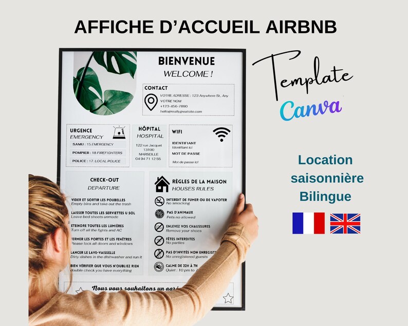 Bilingual Airbnb Welcome Poster English-french, Welcome Sign ...