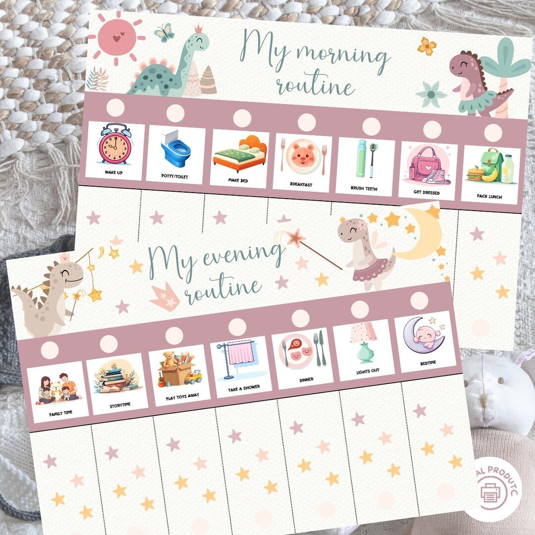 Routine Flip Chart, Kids Editable Daily Routine Chart, Morning ...